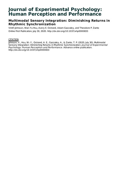 pdf multimodal sensory integration diminishing returns in rhythmic synchronization