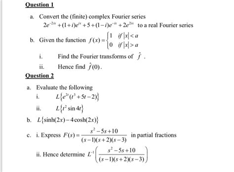 solved question 1 a convert the finite complex fourier