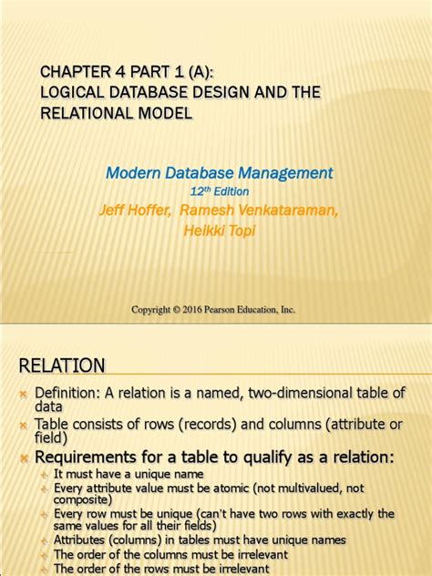 chapter 4 part 1 a logical database design and the relational model pdf relational