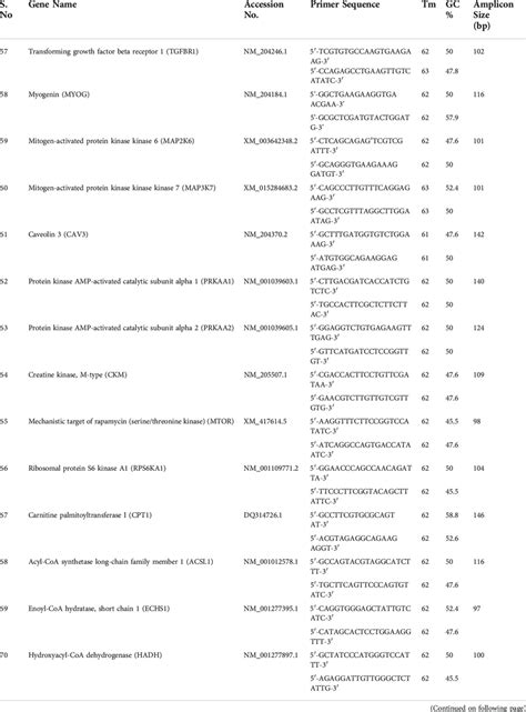 continued list of primers used for qpcr to validate microarray data download scientific diagram