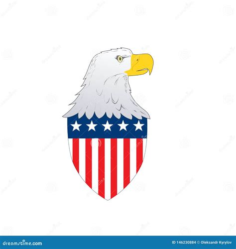 American Flag Badge Shield With Eagle Facing Side With American Stars