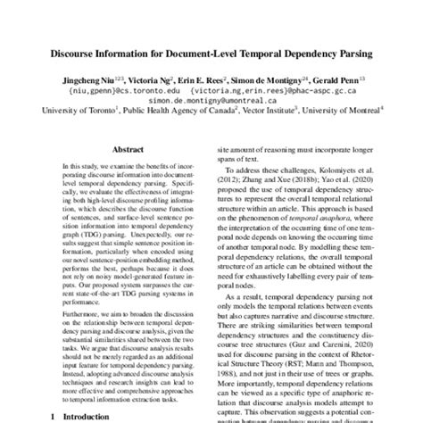 discourse information for document level temporal dependency parsing acl anthology