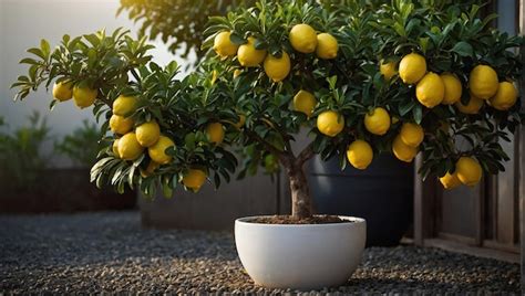 Scène En Plein Air D un Citronnier Somptueux Avec Des Citrons Matures