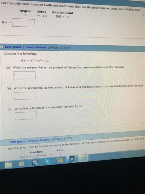 solved find the polynomial function f with real coefficients