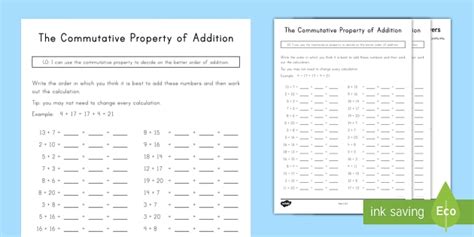 Apply Commutative Property Of Addition Math Worksheets SplashLearn