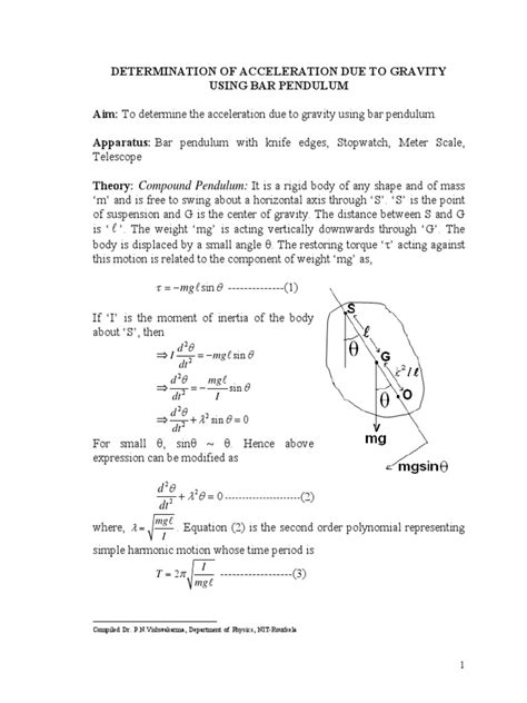 bar pendulum pdf rotation around a fixed axis pendulum