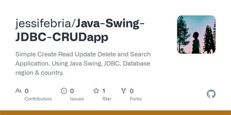 github jessifebria java swing jdbc crudapp simple create read update delete and search