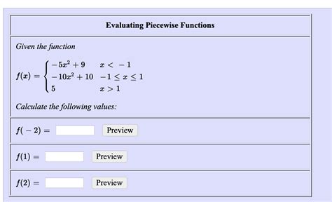solved evaluating piecewise functions given the function