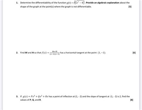 solved 1 determine the differentiability of the function