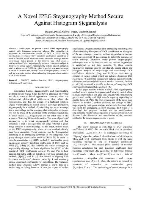pdf a novel jpeg steganography method secure against histogram steganalysis nor reahan