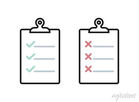 Clipboard Icon Set Check Mark And Cross Mark On Check List Posters