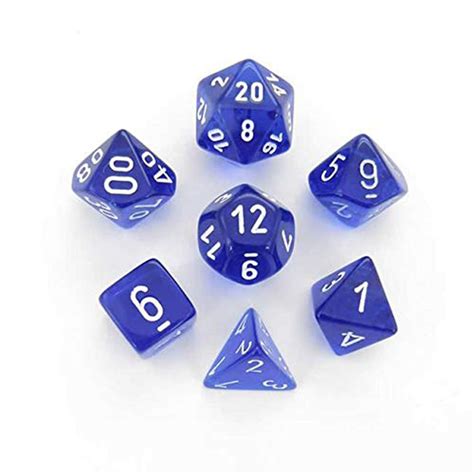 Chessex 7 Set Polyhedral Dice Translucent Blue White Chx23076 Radar Toys