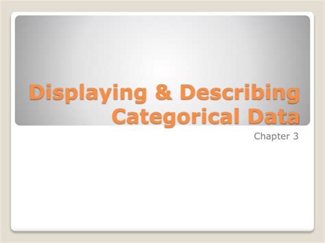 displaying and describing categorical data
