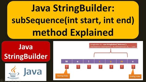 Java StringBuilder SubSequence Int Start Int End Method Explained