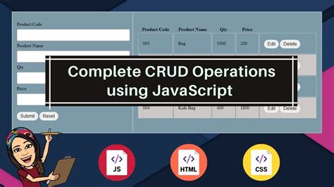 how to perform crud operations using javascript css and html