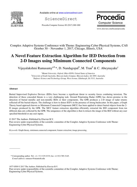 pdf a novel feature extraction algorithm for ied detection from 2 d images using minimum
