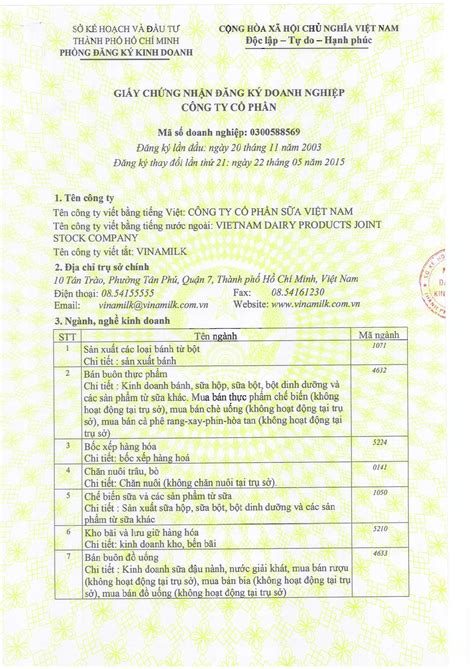 Giấy chứng nhận đăng ký doanh nghiệp điều chỉnh lần 21