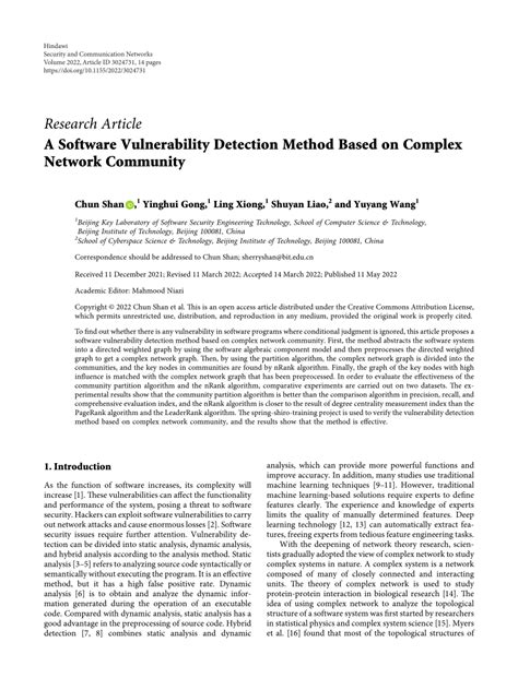 pdf a software vulnerability detection method based on complex network community