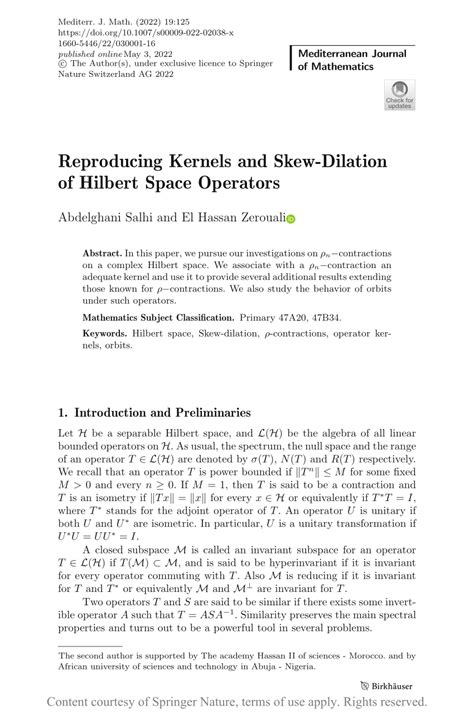 reproducing kernels and skew dilation of hilbert space operators request pdf