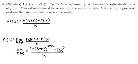 solved 4 20 points let f x 2x x use the limit