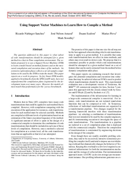 pdf using support vector machines to learn how to compile a method ricardo sanchez