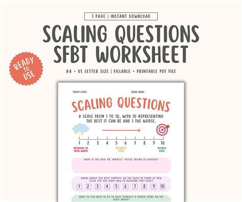 scaling questions worksheet sfbt worksheets solution focused therapy worksheet counselor