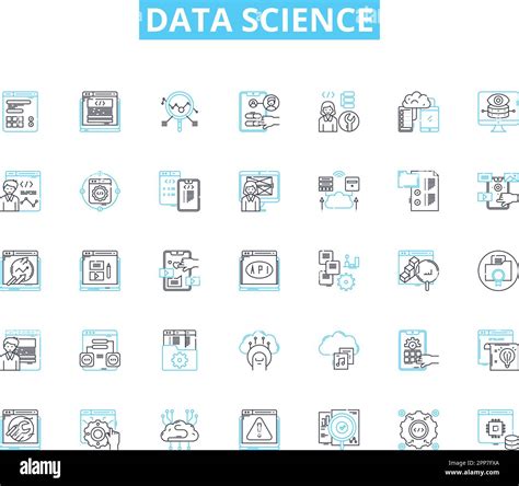 Data Science Linear Icons Set Analytics Algorithms Big Data