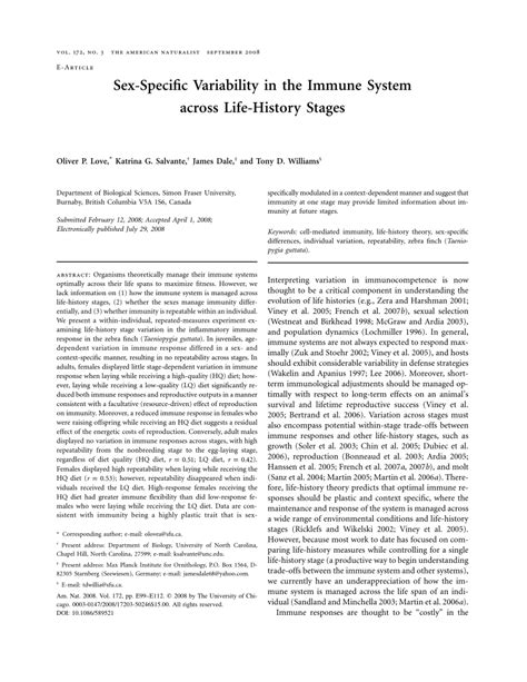 pdf sex‐specific variability in the immune system across life‐history stages