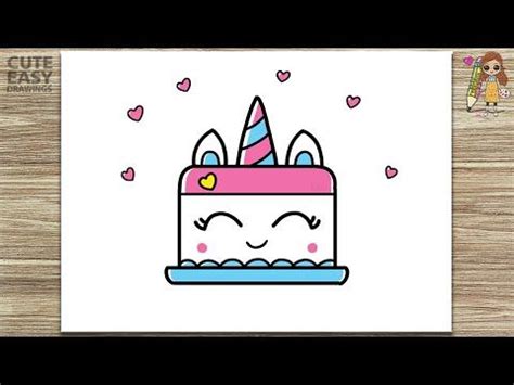 How To Draw A Simple Cute Unicorn Cake Easy Draw And Color Step By Step