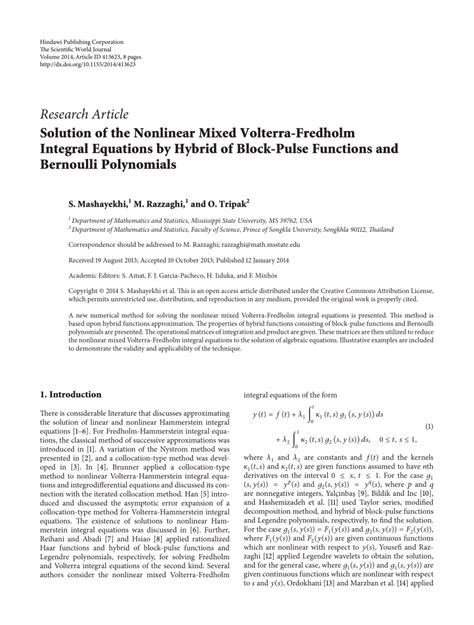 pdf solution of the nonlinear mixed volterra fredholm integral equations by hybrid of block