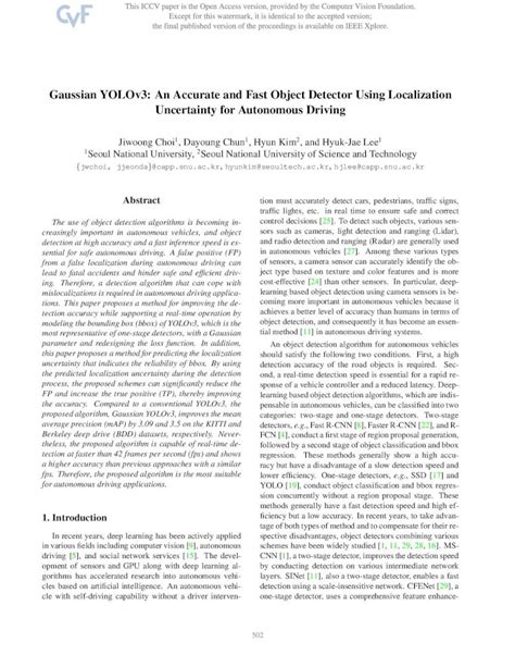 PDF Gaussian YOLOv3 An Accurate And Fast Object Detector