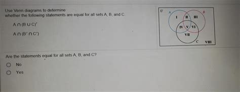solved u b use venn diagrams to determine whether the