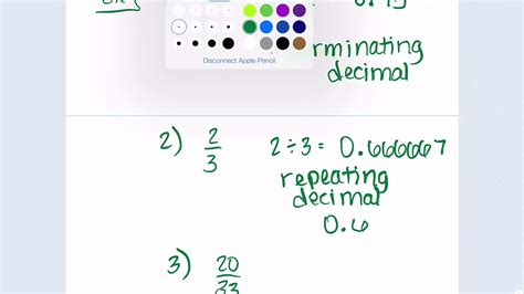 terminating vs repeating decimals youtube