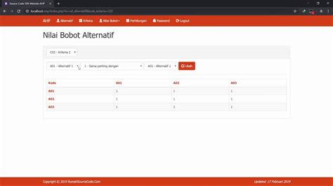 source code spk metode ahp php mysql youtube