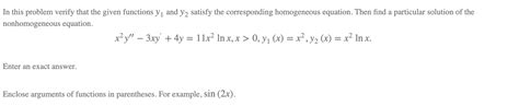 solved in this problem verify that the given functions y1