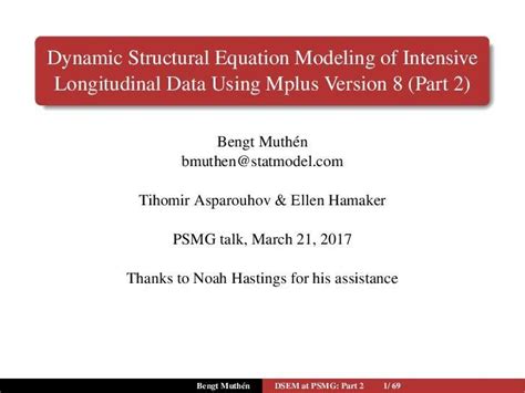 pdf dynamic structural equation modeling of intensive longitudinal data using mplus version 8
