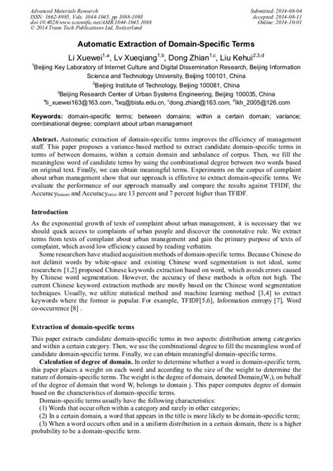 automatic extraction of domain specific terms scientific