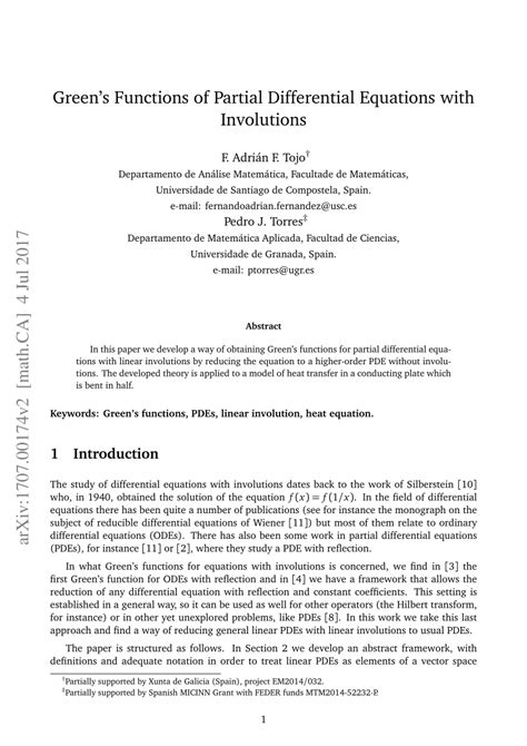 pdf green s functions of partial differential equations with involutions