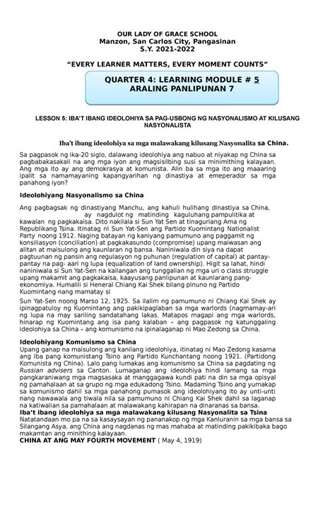 Module 5 IBAT Ibang Ideolohiya SA Pagusbong NG Nasyonalismo SA Silangan
