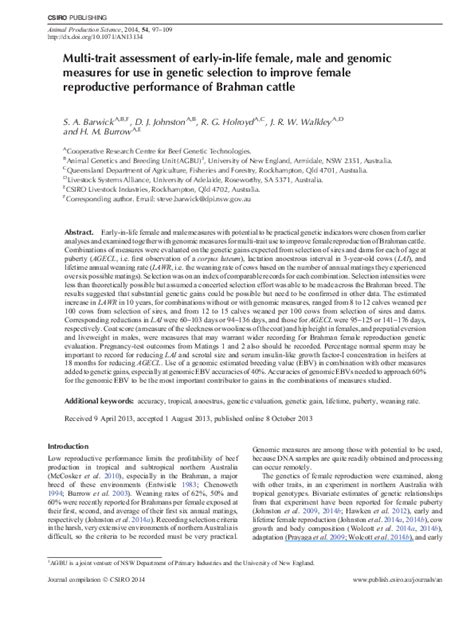 pdf multi trait assessment of early in life female male and genomic measures for use in