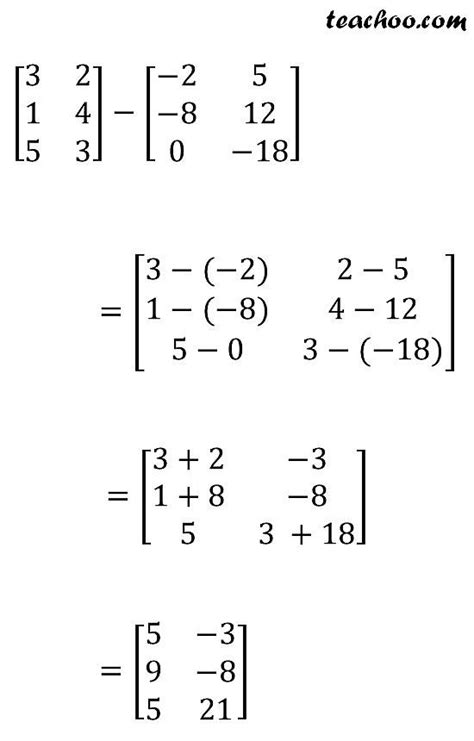 addition and subtraction of matrices with examples teachoo