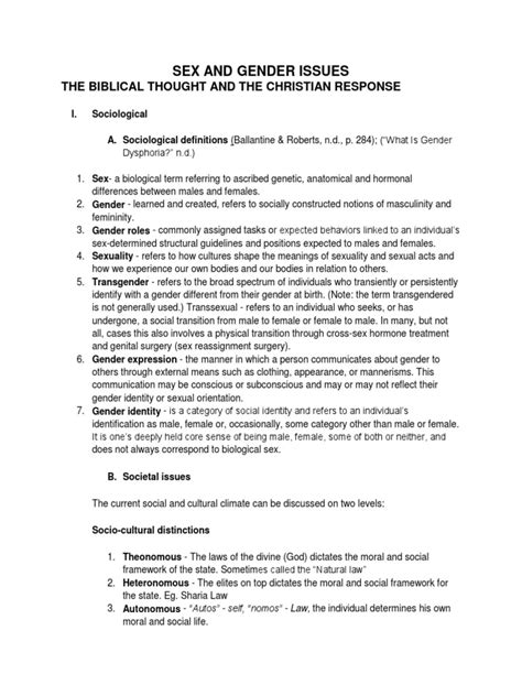 handouts sex and gender issues pdf gender identity gender