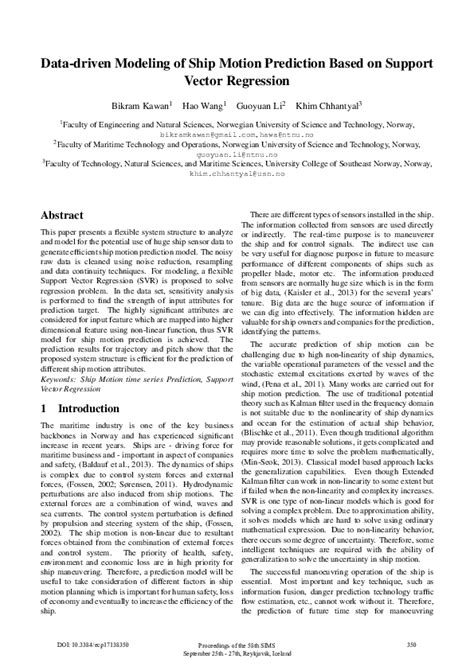 pdf data driven modeling of ship motion prediction based on support vector regression khim