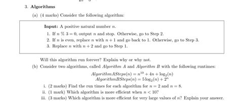 solved 3 algorithms a 4 marks consider the following