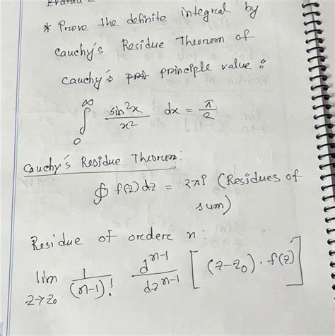 solved prove the definite integral by cauchy s residue