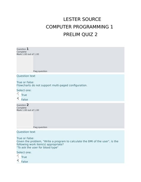 computer programming 1 pq2 lester source computer programming 1 prelim quiz 2 question 1