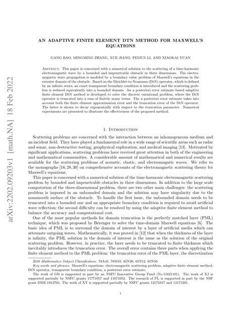 pdf an adaptive finite element dtn method for maxwell s equations