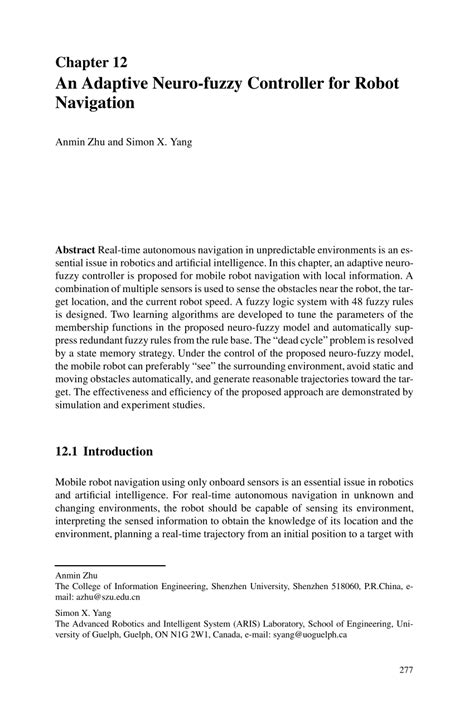 pdf an adaptive neuro fuzzy controller for robot navigation