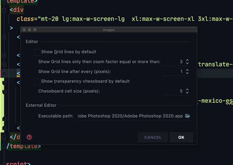 cannot update the executable path of an external editor for working with images ides support
