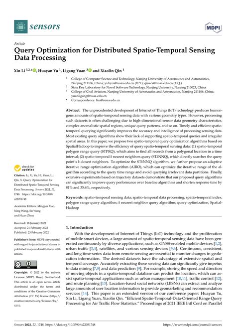 pdf query optimization for distributed spatio temporal sensing data processing